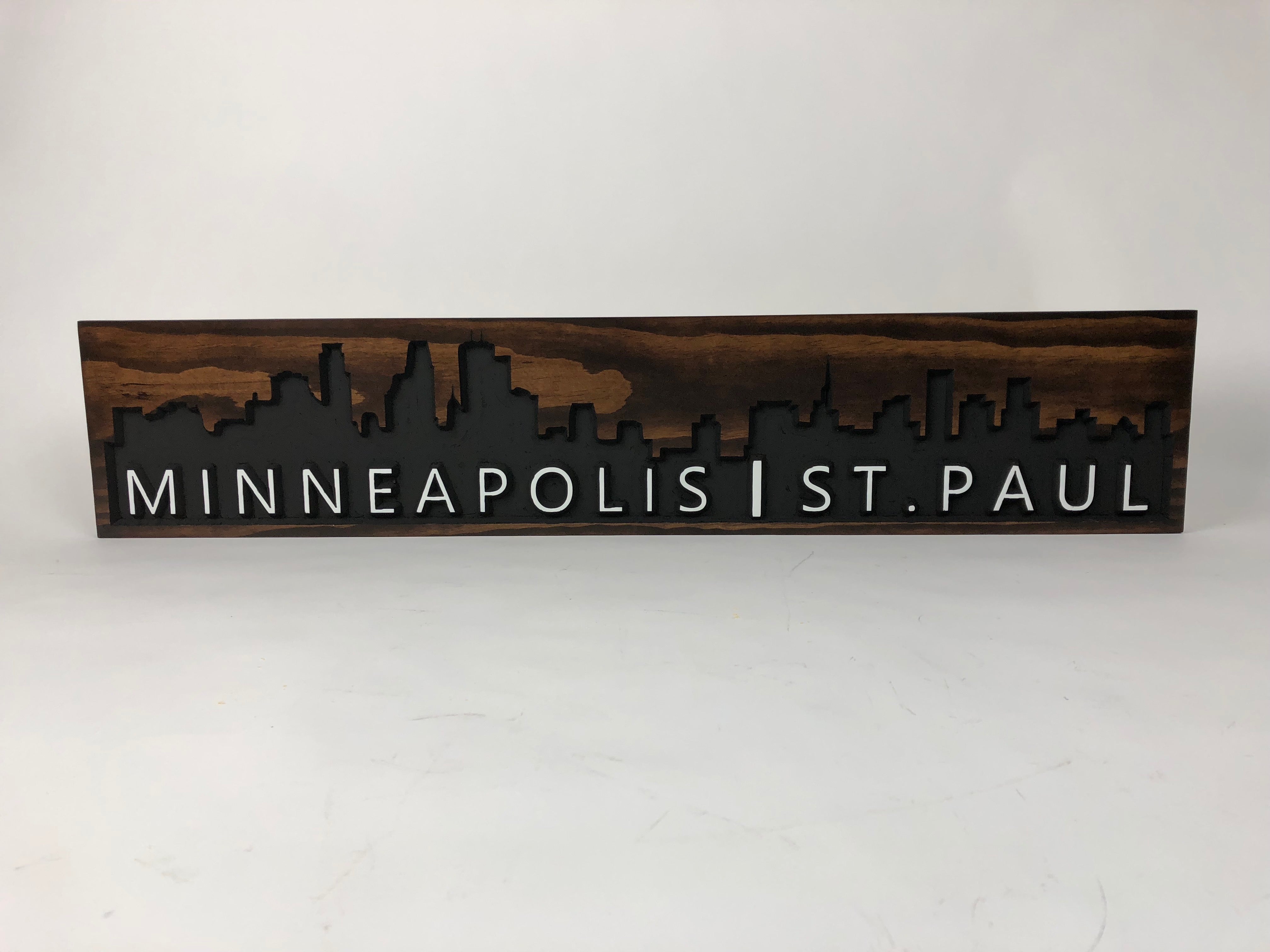 Minneapolis & St. Paul Skyline-Twin Cities – CARVEDN - Wood Signs